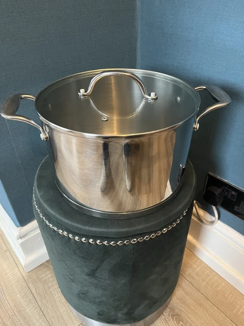 JOHN LEWIS COOK/STOCK Pot/Pan, Stainless steel, 7.5 Litres, With Glass ...