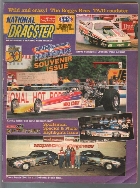 NATIONAL DRAGSTER-NHRA 10/61989-MIKE Kosky-Pat Austin-Nationals-FN EUR ...