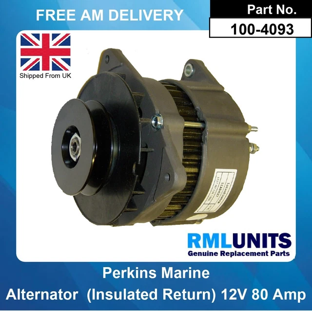 ALTERNATOR FOR PERKINS Marine 66021587 66021535 12V 80Amp (Insulated ...