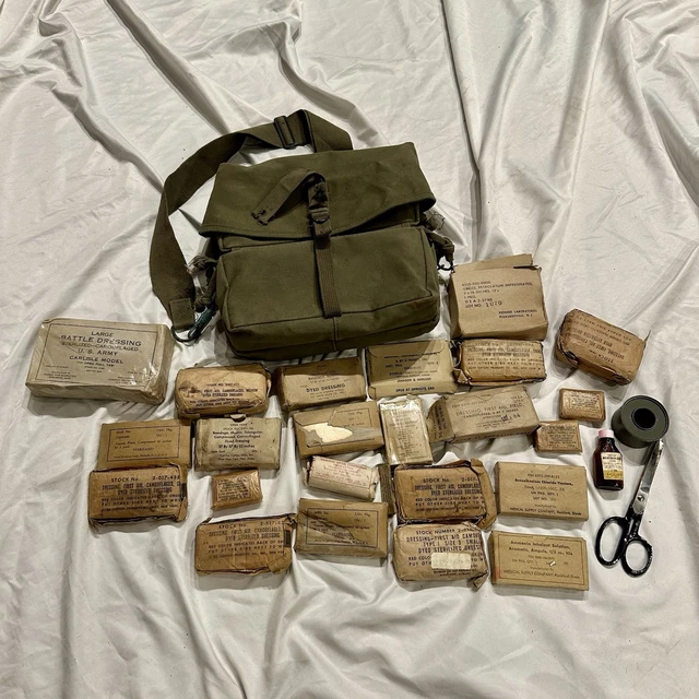 WWII KOREAN WAR US M3 Medic Kit Bag W/ Original Contents Unused Dated £ ...