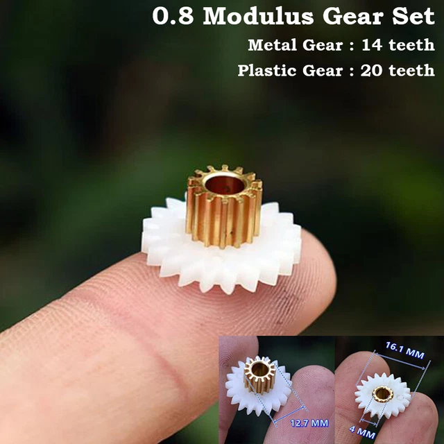0.8 MODULUS TRANSMISSION Gearset 14T Copper Metal Gear + 20T Plastic ...