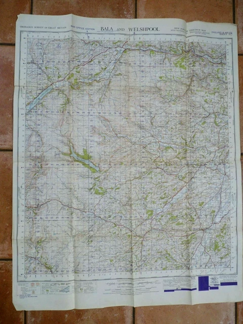 VINTAGE WAR OFFICE 1948 Map Bala and Welshpool Wales UK OS 117 £8.49 ...