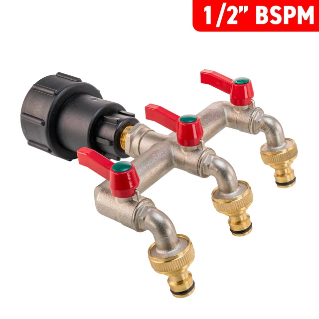 EXTENDER CAP+TRIPLE OUTLET manifold for ibc tanks with 2" s60x6 coarse ...