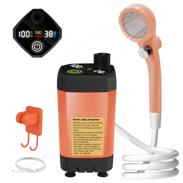 CAMPING OUTDOOR SHOWER Pump Kit RV w/ Digital Display Adjustable ...