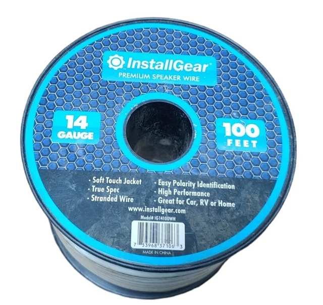 AUDIO SPEAKER WIRE InstallGear 14 Gauge AWG 100ft True Spec & Soft ...