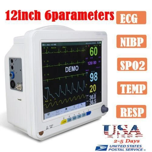 PORTABLE 12'' MEDICAL 6-parameter Patient Monitor Vital Sign Cardiac ...