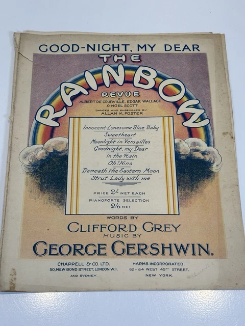 ANTIQUE GEORGE GERSHWIN The Rainbow Review Music Sheet Good-Night My ...