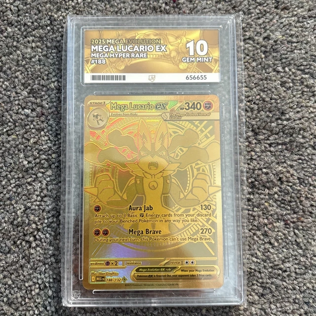 POKÉMON TCG MEGA Lucario EX 188/132 Hyper Rare - ACE GEM MINT 10 Graded ...