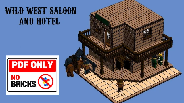 Lego Moc Custom Pdf Modular Wild West Saloon And Hotel Building Instructions £471 Picclick Uk