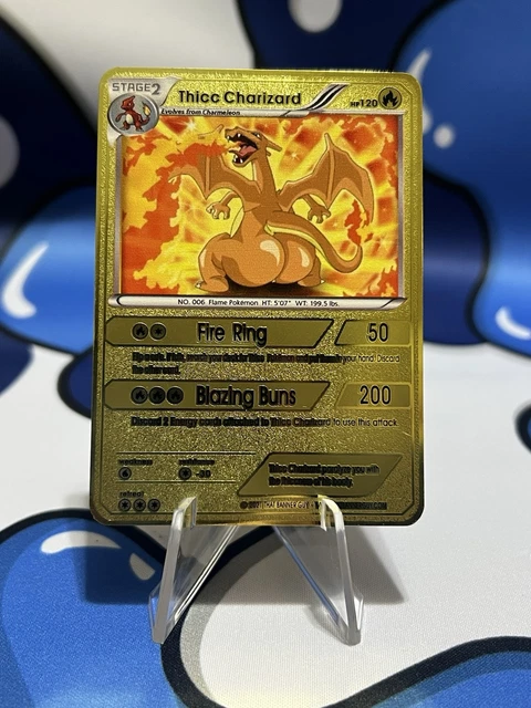 POKÉMON THICC CHARIZARD! METAL Gold Pokémon Card Funny BIRTHDAY GIFT £6 ...