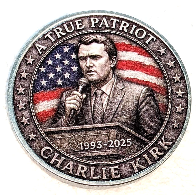 CHARLIE KIRK NICKEL Silver Coin Micro phone Memorial Trump Supporter ...