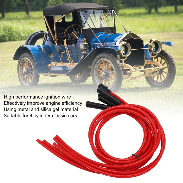 SPARK PLUG IGNITION Wire Set Red High Performance Silicone 1m Car ...