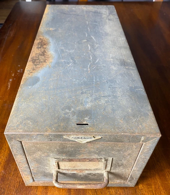 VINTAGE INDUSTRIAL COLE Steel Index Card File Cabinet Industrial Gray ...