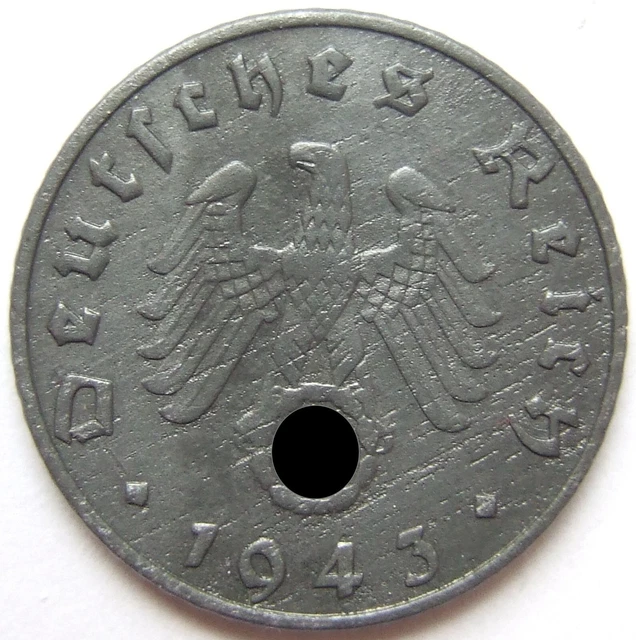 PIÈCE DE MONNAIE Reich Allemand 3. Reich 5 Reich Pfennig 1943 B IN EUR ...