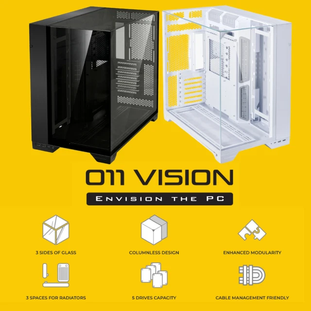 LIAN LI O11 Vision Tempered Glass Black PC-O11VX Gaming Mid Tower PC ...