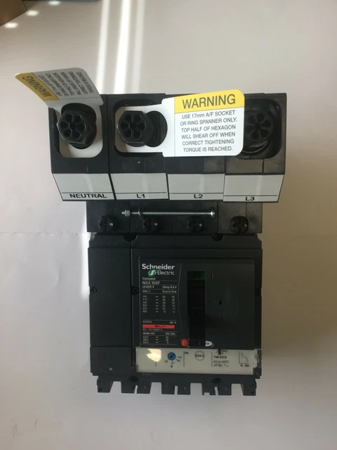 SCHNEIDER 63A MCCB Merlin Gerin Compact 4 Pole 3 Phase 44A-63A Mgp0634X ...