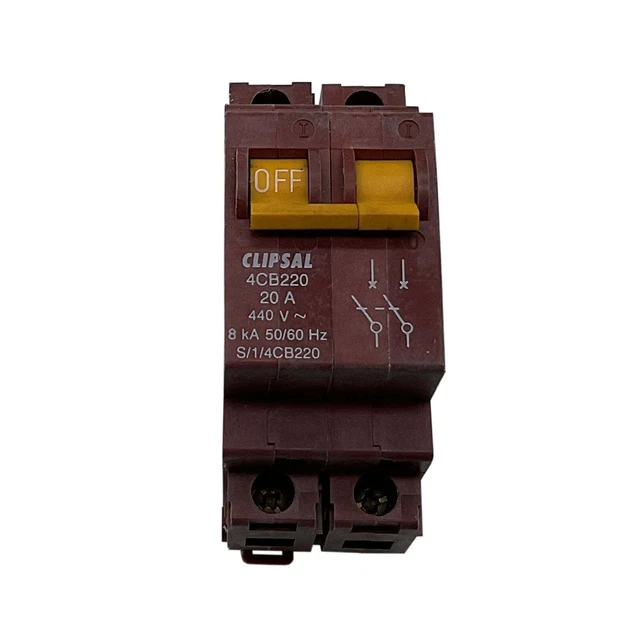 CLIPSAL MINIATURE CIRCUIT Breaker 2 Pole 20A 8kA 4CB220/8 $31.99 ...