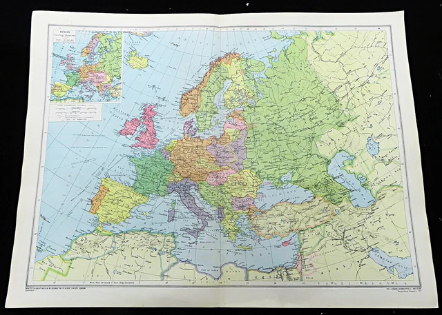 1945 WW2 MAP of Europe Political Frontiers Borders World War 2 ...