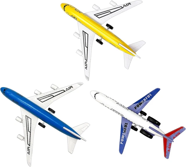 3 PACK AIRPLANE Toys, Alloy Metal Toy Plane Set with Pull Back Action ...