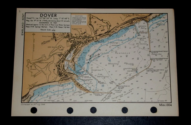 DOVER, KENT - Rare Vintage WW2 Naval Military Map 1944 £6.49 - PicClick UK