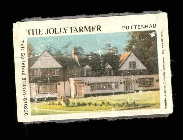 MATCHBOX LABEL PUB The Jolly Farmer Puttenham Guildford Surrey MT1208 £ ...
