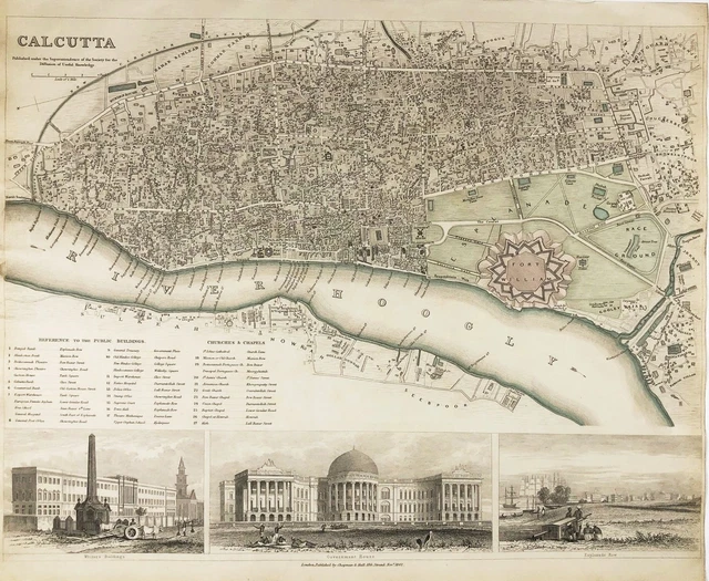 CALCUTTA INDIA CALCUTTA India mappa città mappa incisione pianta urbana ...