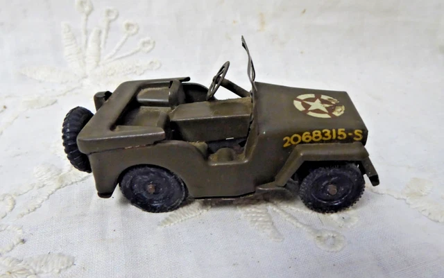 VINTAGE TRI-ANG MINIC Toy Clockwork Jeep 2068315-S Military Army Car ...