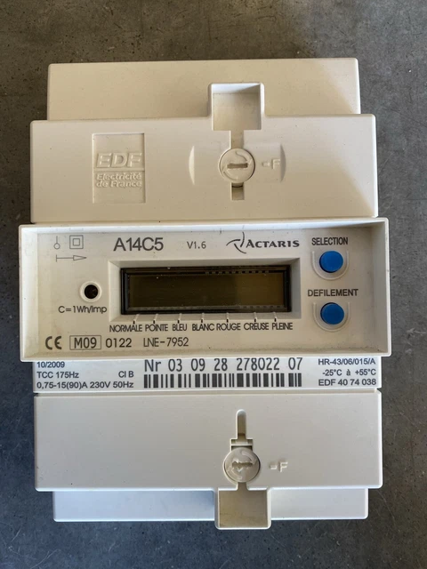 COMPTEUR ELECTRIQUE MONOPHASÉ Actaris 0kwh EUR 25,00 - PicClick FR