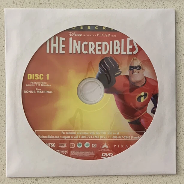 THE INCREDIBLES (DVD, 2005) Widescreen *DISC ONLY* CDN SELLER $4.99 ...