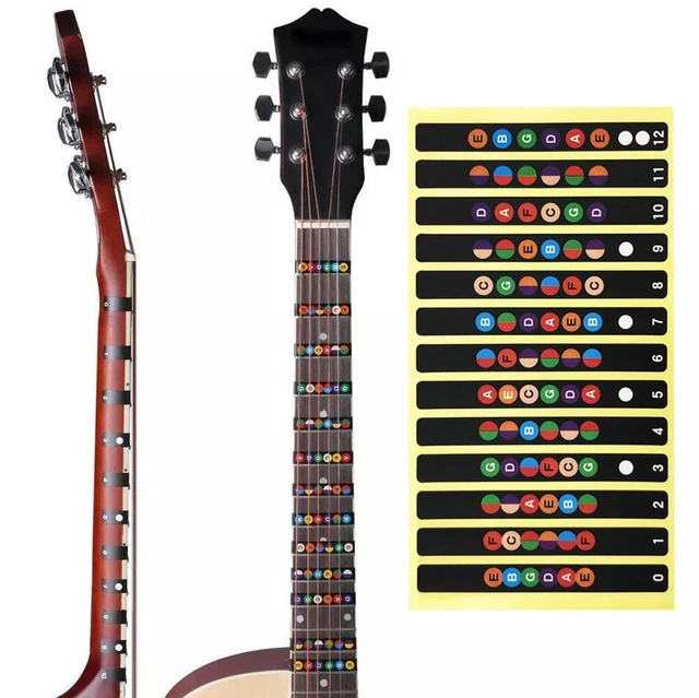 GUITAR FRETBOARD NOTES Map Labels Sticker Fingerboard Decals Fret ...