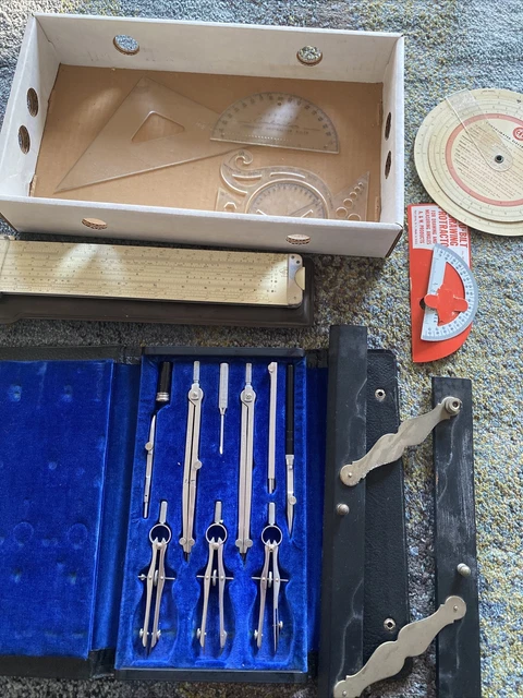 VINTAGE DRAFTING TOOLS Technical Drawing Instruments Set *Complete £92. ...