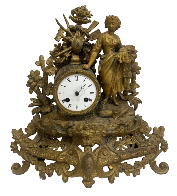 ANTIQUE FRENCH SPELTER Mantle Clock Japy Freres for Restoration £125.00 ...