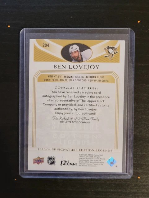 2020 UPPER DECK SP Signature Edition Legends Gold Spectrum Foil Ben ...