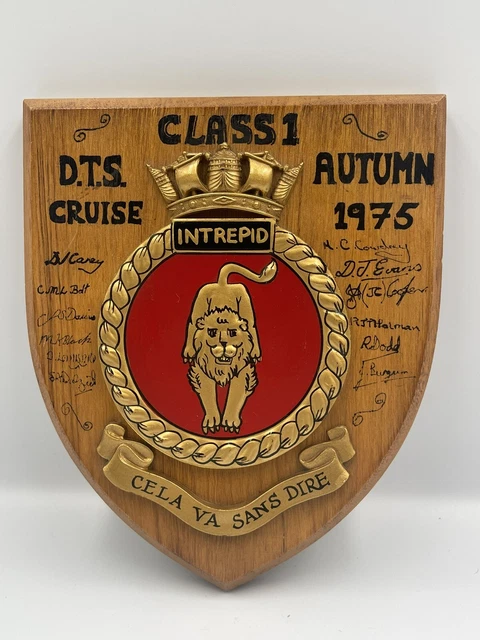 HMS INTREPID ROYAL Navy Wooden Ships Military Wall Plaque Crest Shield ...