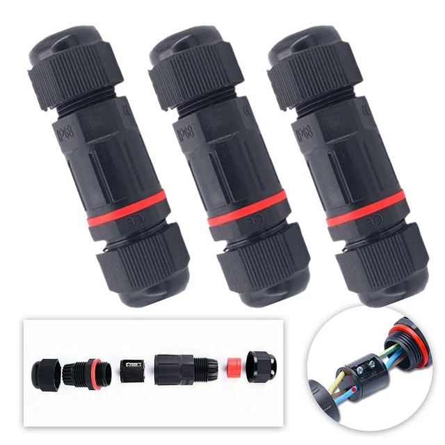 WATERPROOF CONNECTOR CONNECTOR Black Cable Core Joint IP68 Metal ...
