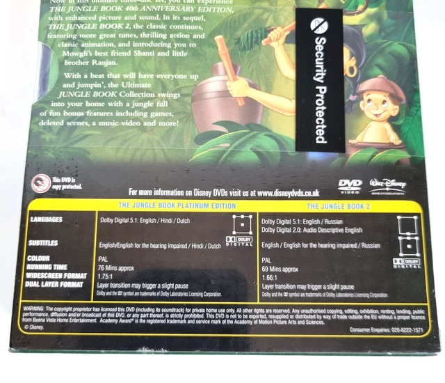DISNEY THE JUNGLE Book & Jungle Book 2 - DVD 3 Disc Box Set NEW ...