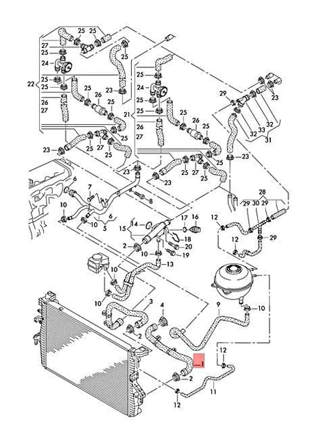 NUOVO VW TUBO Refrigerante Radiatore / Pompa 7H0121051G Originale EUR ...