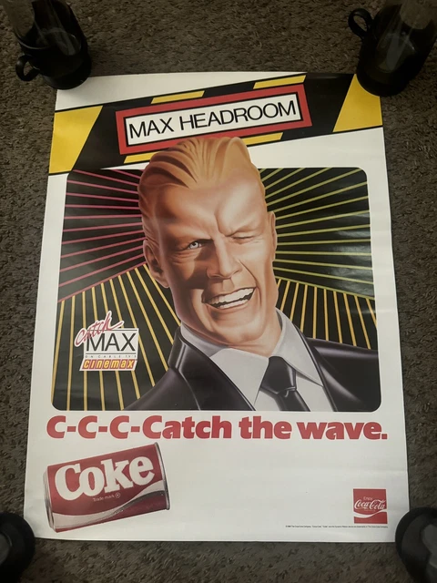 AFFICHE PUBLICITAIRE VINTAGE 1986 Coca-Cola COKE MAX HEADROOM 18"" x 24 ...