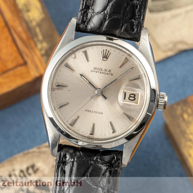 ROLEX OYSTERDATE PRECISION 34 Handaufzug Edelstahl Herrenuhr Ref. 6624 ...