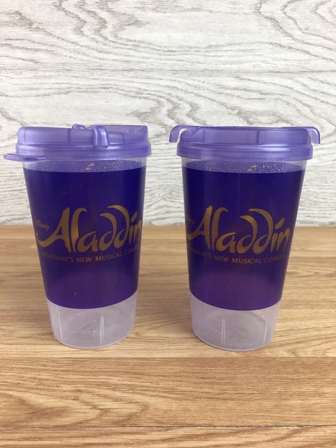 2 X WHIRLEY Drink Works Disneys Aladdin Broadway Musical Plastic Cups ...