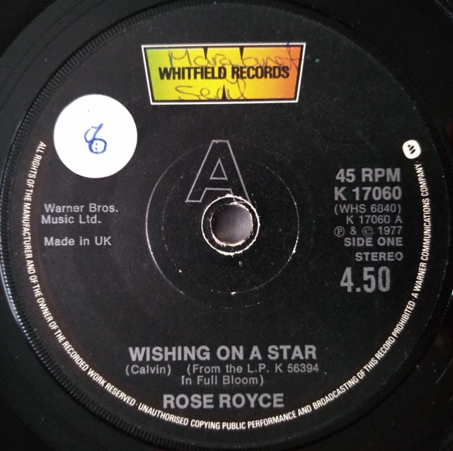 ROSE ROYCE WISHING On A Star 1977 Whitfield Records Vinyle Single EUR 0 ...