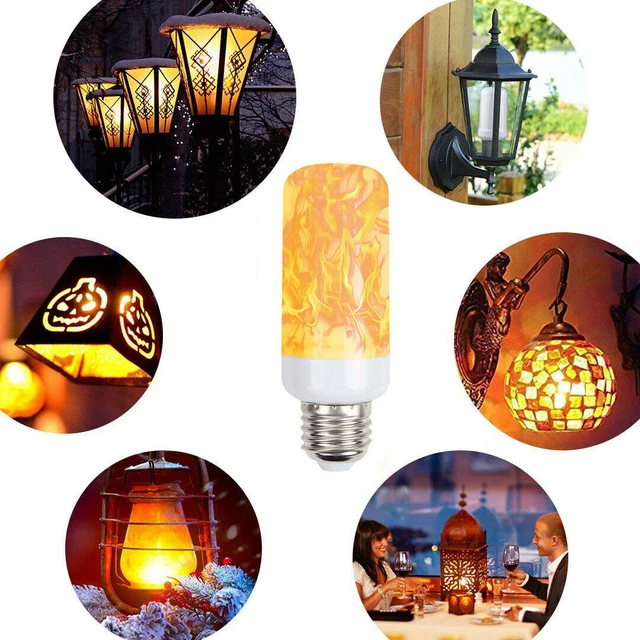 E27 LED FLICKER Flame Light Bulb Simulated Burning Fire Effect Party ...