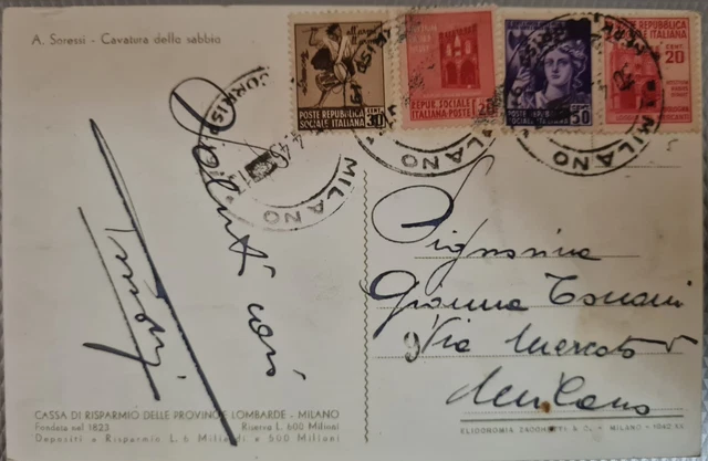 KINGDOM, POSTAL HISTORY, RSI, multi-franked postcard from Milan x city ...