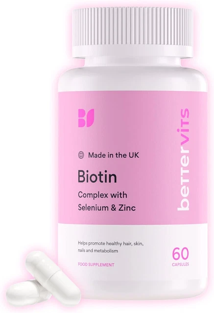 BIOTIN POTENT 12000MCG Zinc Selenium Hair Skin Nails Support Metabolism ...