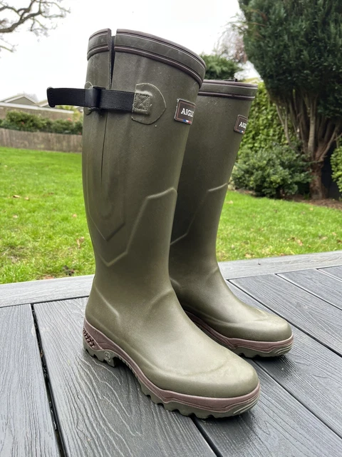 AIGLE PARCOURS 2 Vario Mens Womens Adjustable Green Wellies Wellington ...