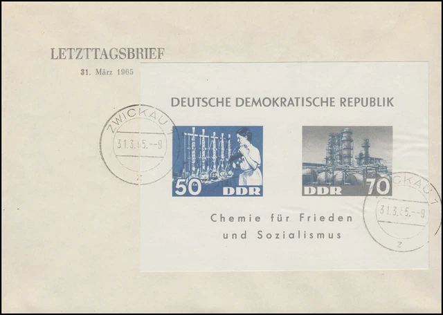 BLOCK 18 DEDERON Block on Last Day Letter / LDC with Day Stamp ZWICKAU ...