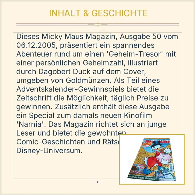 MICKY MAUS MAGAZIN Nr. 50 Disney Comic Dagobert Duck Narnia Gewinnspiel ...