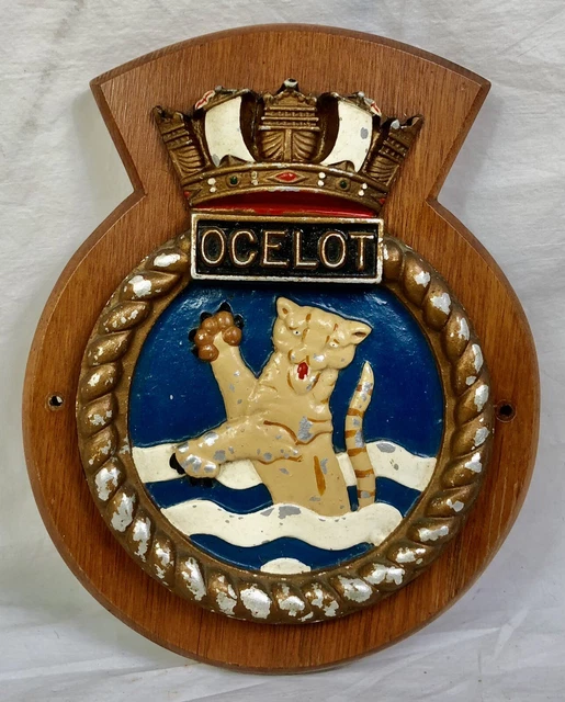 HMS OCELOT BADGE, Tampion, Crest (S17) Royal Navy Submarine, 1960's ...
