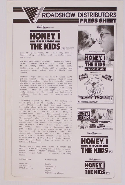 VINTAGE 1989 HONEY I Shrunk The Kids Film Cinema Movie Promo Press ...