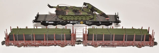 ROCO MINITANKS 820 Brückenpanzer Bieber flecktarn mit 3 Wagen DB Ep. IV ...